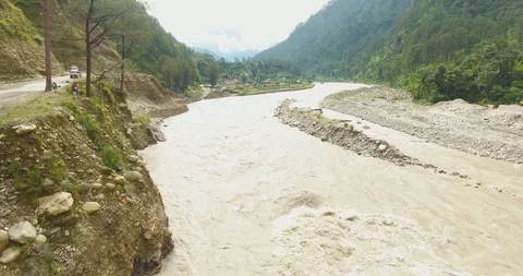 Aerial view of river Ganges in Himalayas... | Stock Video | Pond5