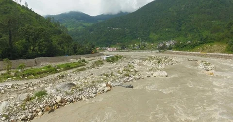 Aerial view of river Ganges in Himalayas... | Stock Video | Pond5