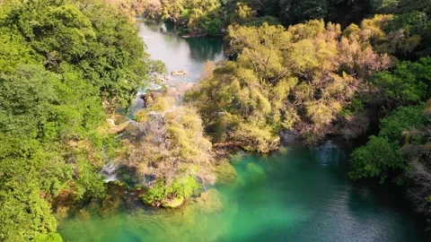 Aerial view of a river in the Huasteca R... | Stock Video | Pond5