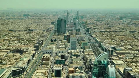 Aerial view of Riyadh downtown from the ... | Stock Video | Pond5