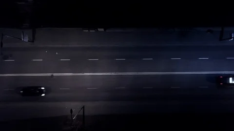 Aerial view road with cars in the night.... | Stock Video | Pond5