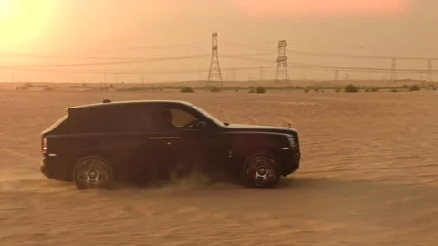 Aerial view of Rolls Roys Cullinan car d... | Stock Video | Pond5