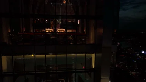 Aerial view of rooftop bar through glass... | Stock Video | Pond5