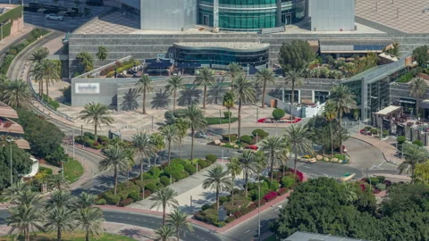 Aerial view of a roundabout circle road ... | Stock Video | Pond5