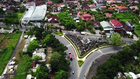 Aerial view to roundabout on the Jalan B... | Stock Video | Pond5