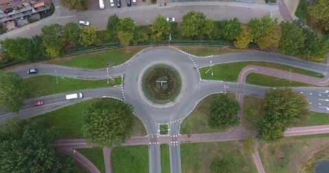 Aerial view of roundabout, view from top... | Stock Video | Pond5