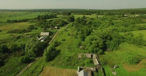 aerial view of Russian country landscape | Stock Video | Pond5