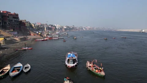 Aerial View of the Sacred Ganges River i... | Stock Video | Pond5