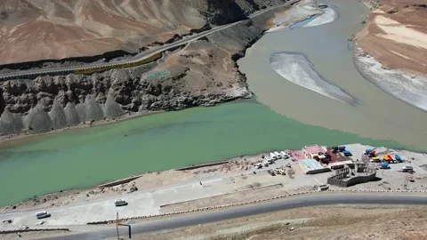 Aerial view of Sangam – the confluence... | Stock Video | Pond5