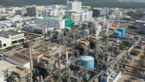 Aerial view of Shazand petrochemical pla... | Stock Video | Pond5