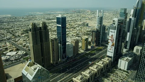 Aerial view Sheikh Zayed road city Skysc... | Stock Video | Pond5