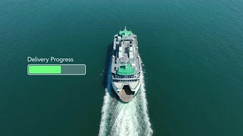 Aerial view of a ship out at sea on its ... | Stock Video | Pond5