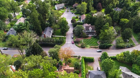 Aerial view shot of American suburbs, ty... | Stock Video | Pond5