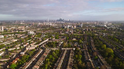 Aerial View Shot of London Suburbs, UK, ... | Stock Video | Pond5