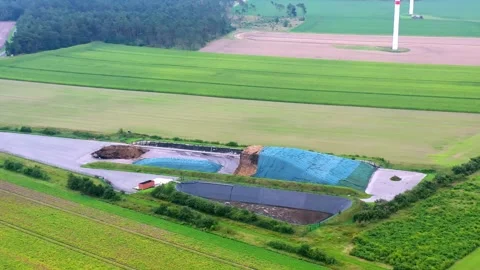 Aerial view of the silage windrow, a slu... | Stock Video | Pond5