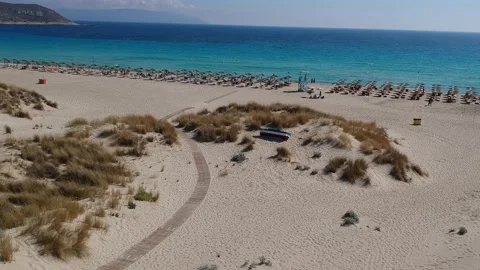 Aerial view of Simos beach in Elafonisos... | Stock Video | Pond5