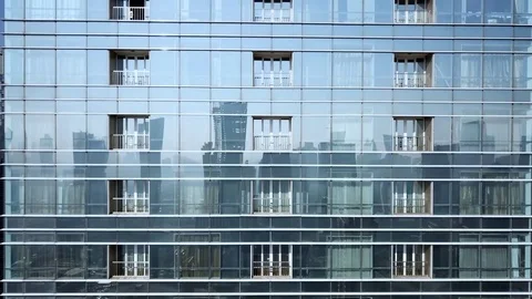 Aerial view of skyscraper glass windows | Stock Video | Pond5