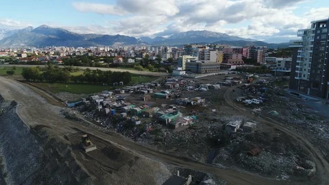 Aerial view of 'slums' of Roma minority ... | Stock Video | Pond5