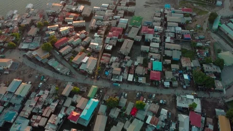 Aerial View of Slums Settlement In Port ... | Stock Video | Pond5