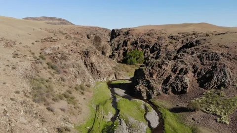 Aerial view of a small canyon of a small... | Stock Video | Pond5