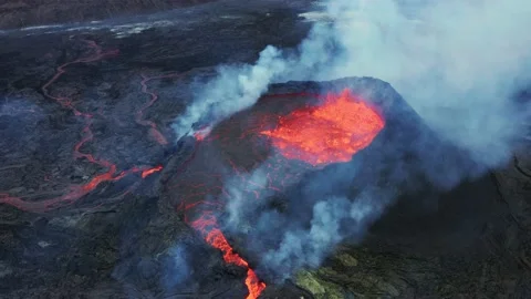 Aerial View Of Small Volcanic Eruption I... | Stock Video | Pond5