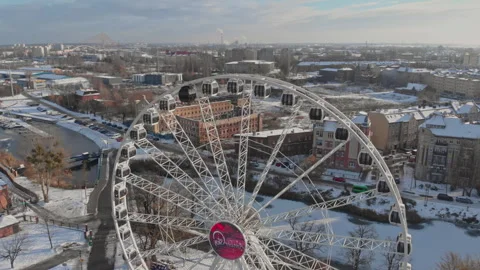 Aerial View of Snow-Covered Ferris Wheel... | Stock Video | Pond5