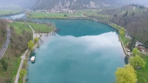 Aerial view of Soca river near the wellh... | Stock Video | Pond5
