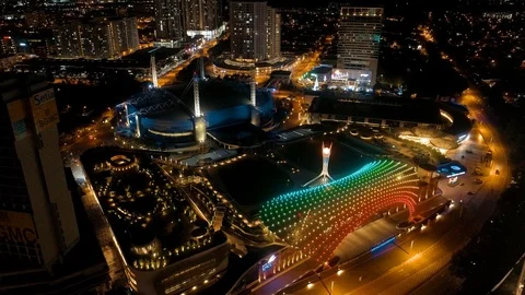 Aerial view of SPICE Arena, Penang. Anot... | Stock Video | Pond5