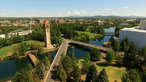 Aerial View Spokane Downtown Riverwalk R... | Stock Video | Pond5