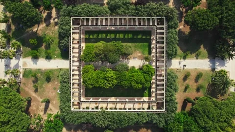 Aerial view of a square architecture an... | Stock Video | Pond5
