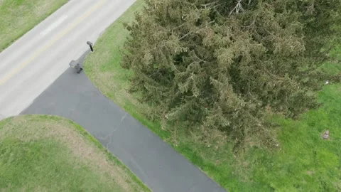 aerial view of suburban house driveway w... | Stock Video | Pond5