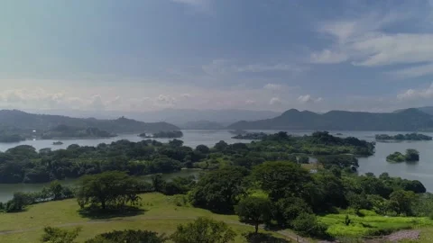 Aerial view of the Suchitlán lake reser... | Stock Video | Pond5