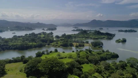 Aerial view of the Suchitlán lake reser... | Stock Video | Pond5