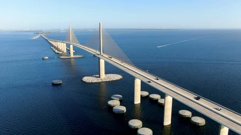 Aerial view of Sunshine Skyway Bridge, T... | Stock Video | Pond5