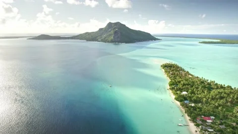 Aerial view Tahiti drone Maupiti island.... | Stock Video | Pond5