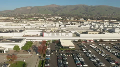 Aerial view of Tesla Headquarters in San... | Stock Video | Pond5