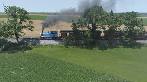 Aerial View of a Thomas the Tank Engine ... | Stock Video | Pond5