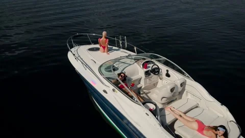 Aerial view. Three lovely women are rest... | Stock Video | Pond5