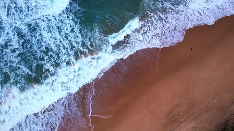 Aerial view Top down dark sea ocean surf... | Stock Video | Pond5