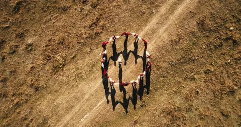 Aerial view: Top down view. A team of da... | Stock Video | Pond5