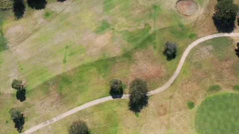 aerial view top down view golf course in... | Stock Video | Pond5