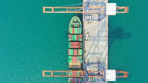 Aerial view. top view container ship in ... | Stock Video | Pond5