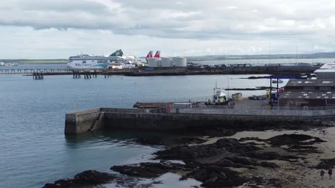 Aerial view towards Holyhead harbour pol... | Stock Video | Pond5