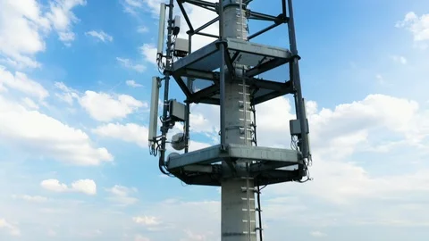 Aerial View On Tower Of Cell Phone Anten... | Stock Video | Pond5