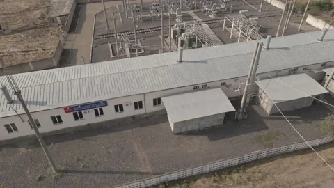 Aerial view of Traction substation of Ts... | Stock Video | Pond5
