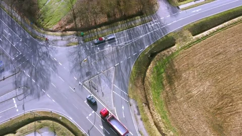 Aerial view of a traffic light intersect... | Stock Video | Pond5
