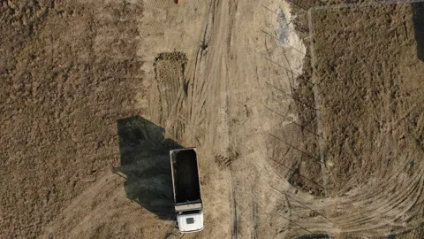 Aerial view of a truck with an empty bod... | Stock Video | Pond5
