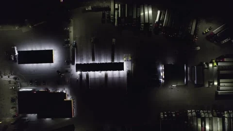 Aerial view of truck stop with trucks wh... | Stock Video | Pond5