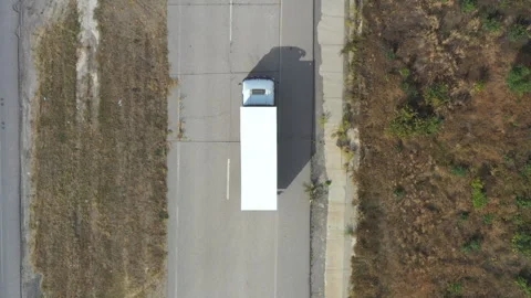 Aerial view of truck with trailer drivin... | Stock Video | Pond5