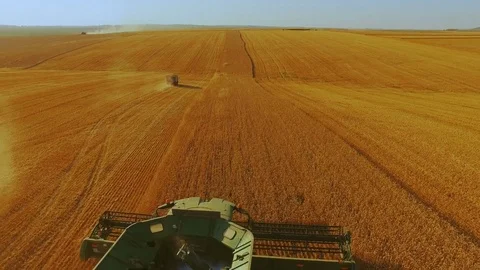 Aerial view of the truck with wheat carg... | Stock Video | Pond5
